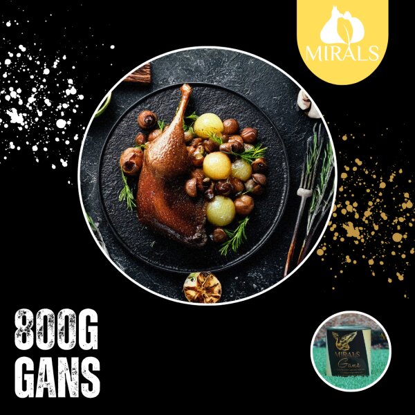 800g Geschmorte Gans mit Kohlrabi-Champignongemüse auf Stachelbeer ...